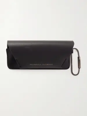 Brunello Cucinelli Leather Glasses Case - Black