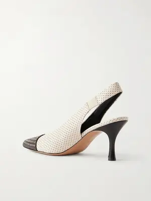 Chloé Alba Studded Perforated Leather Slingback Pumps - Neutrals
