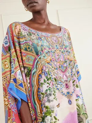 Camilla Crystal-embellished Printed Silk Crepe De Chine Kaftan