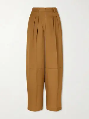 Altuzarra Dash Pleated Twill Barrel-leg Trousers - Brown