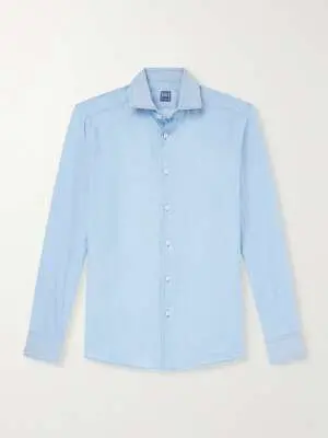 Fedeli Sean Cotton-chambray Shirt - Light Blue