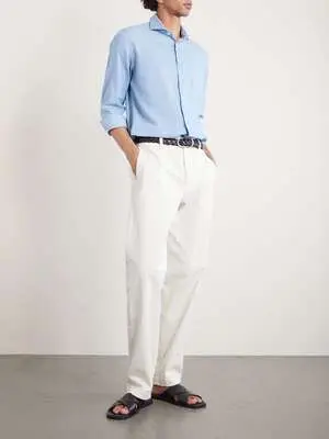 Fedeli Sean Cotton-chambray Shirt - Light Blue