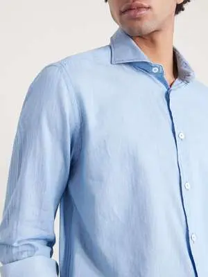 Fedeli Sean Cotton-chambray Shirt - Light Blue