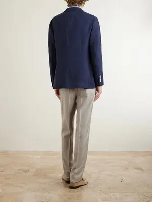 Brunello Cucinelli Tapered Pleated Cashmere And Silk-blend Suit Trousers - Neutrals