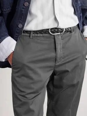 Eleventy Straight-leg Pleated Stretch Cotton And Silk-blend Trousers - Gray