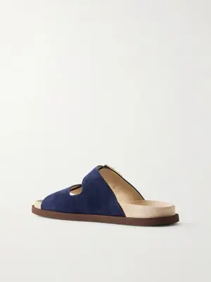 Brunello Cucinelli Buckled Suede Sandals - Blue