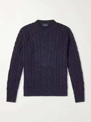 Dunhill Cable-knit Cotton Sweater - Navy