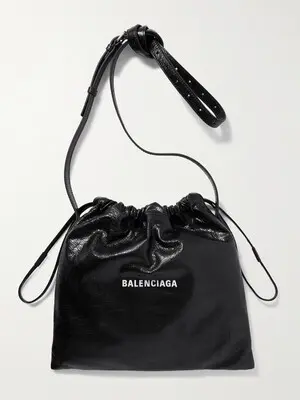 Balenciaga Shopper Cracked-leather Pouch