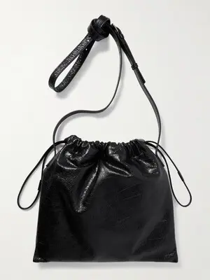 Balenciaga Shopper Cracked-leather Pouch