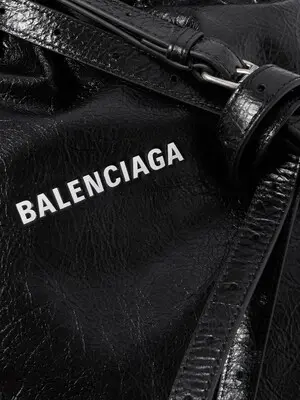 Balenciaga Shopper Cracked-leather Pouch