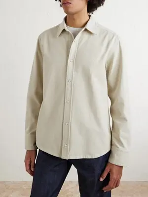 A.p.c. Logo-embroidered Cotton-twill Overshirt - Neutrals