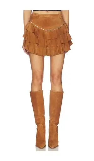 UNDERSTATED LEATHER Frill Mini Skirt