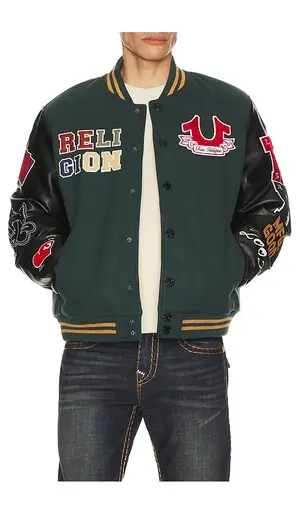 True Religion Cat Lover Varsity Jacket