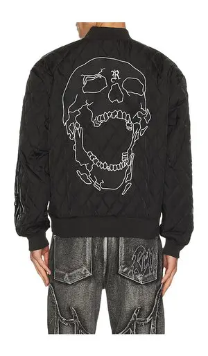 REVENGE Skull Logo Quilted Bomber Jacket