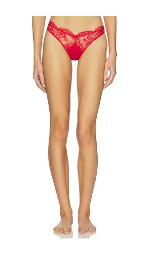 Fleur Du Mal Frankie Lace Thong In Red - Rouge