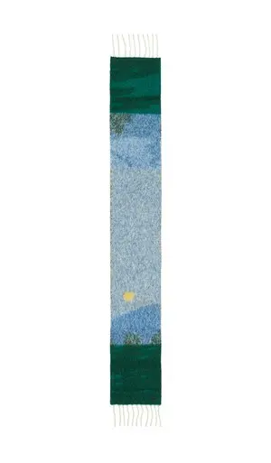 Lacoste Mountain Graphic Long Scarf In Blue