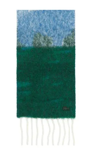 Lacoste Mountain Graphic Long Scarf In Blue