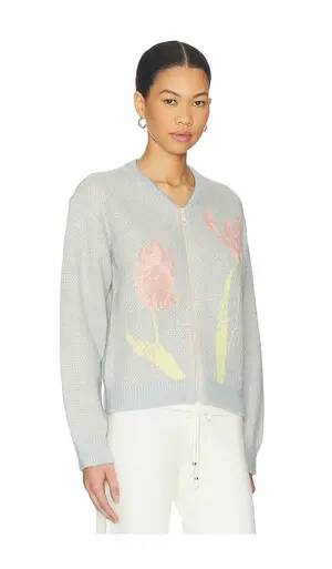 Steve Madden Embroidered Floral Zip-up Sweater Jacket