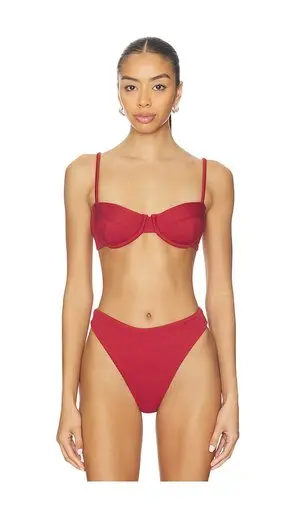 HAIGHT. Ribbed Lycra Vintage Bikini Top - Marsala