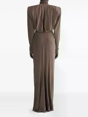 MUGLER Draped Long-sleeve Dress