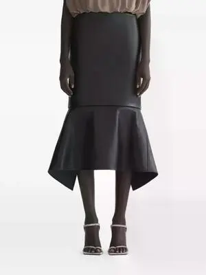 MUGLER Leather Slit Skirt - Black