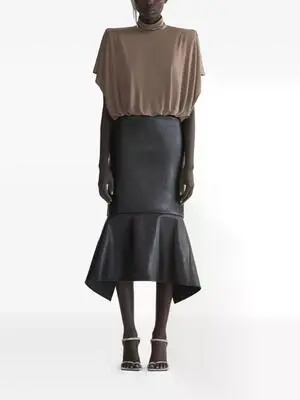 MUGLER Leather Slit Skirt - Black