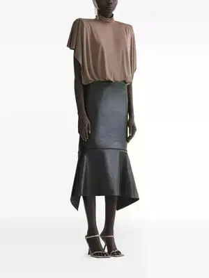 MUGLER Leather Slit Skirt - Black