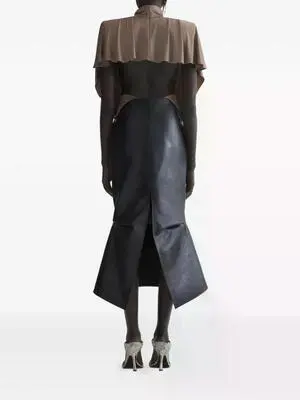 MUGLER Leather Slit Skirt - Black