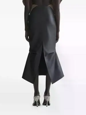 MUGLER Leather Slit Skirt - Black