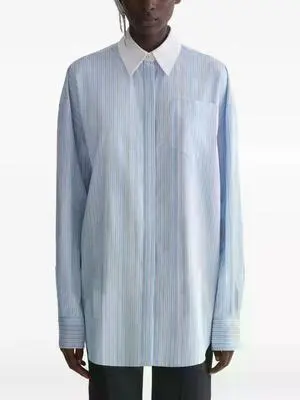 MUGLER Striped Collared Shirt