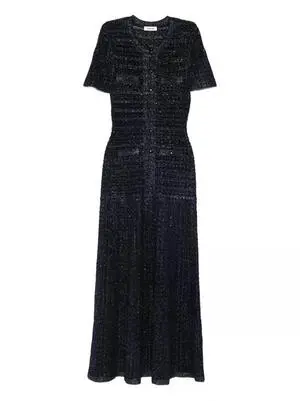 Sandro Embellished Knitted Maxi Dress - Blue