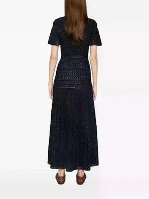 Sandro Embellished Knitted Maxi Dress - Blue