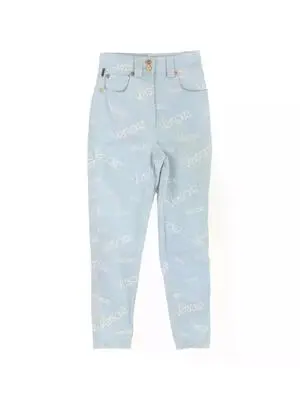 Versace Logo-pattern High-waisted Jeans