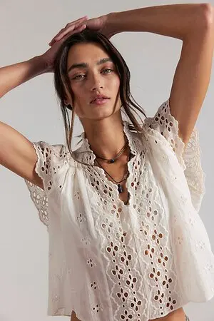 Free People Fp One Sigrid Blouse - Clean Ivory