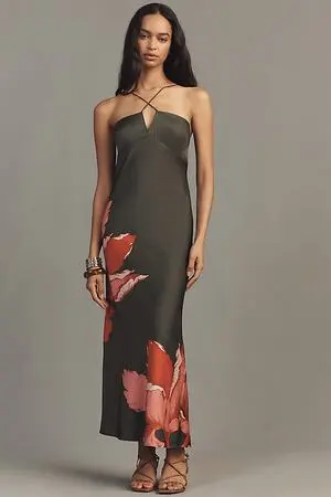 HUTCH Cross-strap Satin Maxi Dress