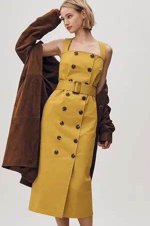 MARE MARE Belted Utility Midi Trench Dress
