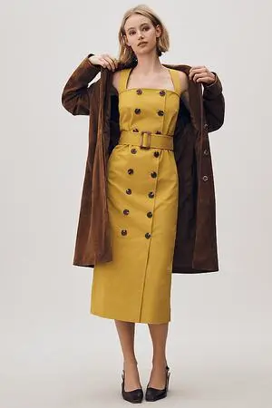 MARE MARE Belted Utility Midi Trench Dress