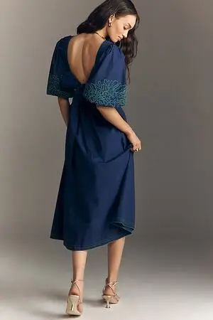 Anthropologie Puff-sleeve Midi Dress