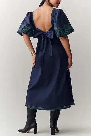 Anthropologie Puff-sleeve Midi Dress