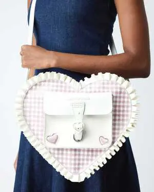 Dr. Martens Frilled Gingham Leather Heart Backpack