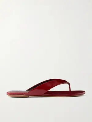 Le Monde Beryl Eel-effect Leather Thong Sandals - Burgundy