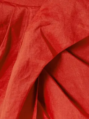 Johanna Ortiz Salsero One-shoulder Knotted Ruffled Draped Linen Midi Dress - Red