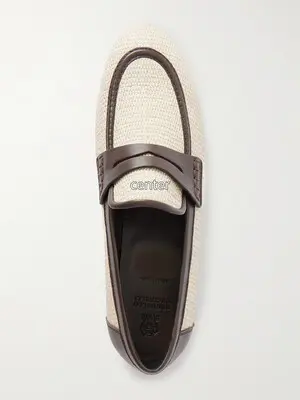 Brunello Cucinelli Raffia Leather-trimmed Loafers