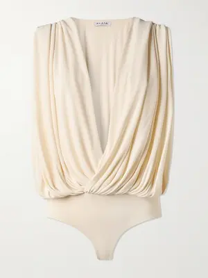Alaïa Hooded Draped Jersey Bodysuit