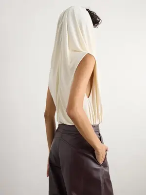 Alaïa Hooded Draped Jersey Bodysuit