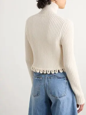 Alaïa Lace-up Ribbed Wool Turtleneck