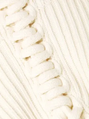 Alaïa Lace-up Ribbed Wool Turtleneck