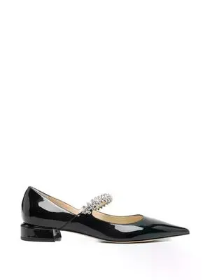 JIMMY CHOO Bing Crystal-embellished Flat Pumps - Black
