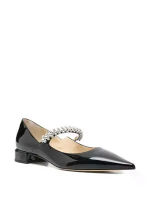 JIMMY CHOO Bing Crystal-embellished Flat Pumps - Black