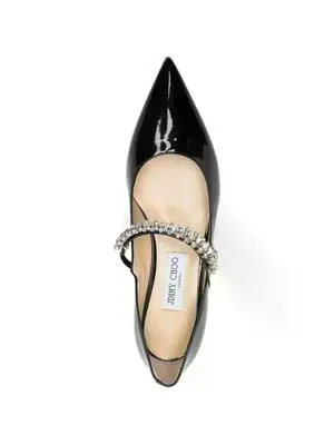 JIMMY CHOO Bing Crystal-embellished Flat Pumps - Black